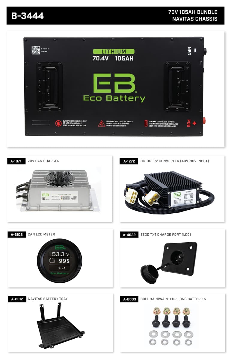 Navitas Chassis Eco Lithium 70v 105Ah Battery Bundle – GolfCartPartz