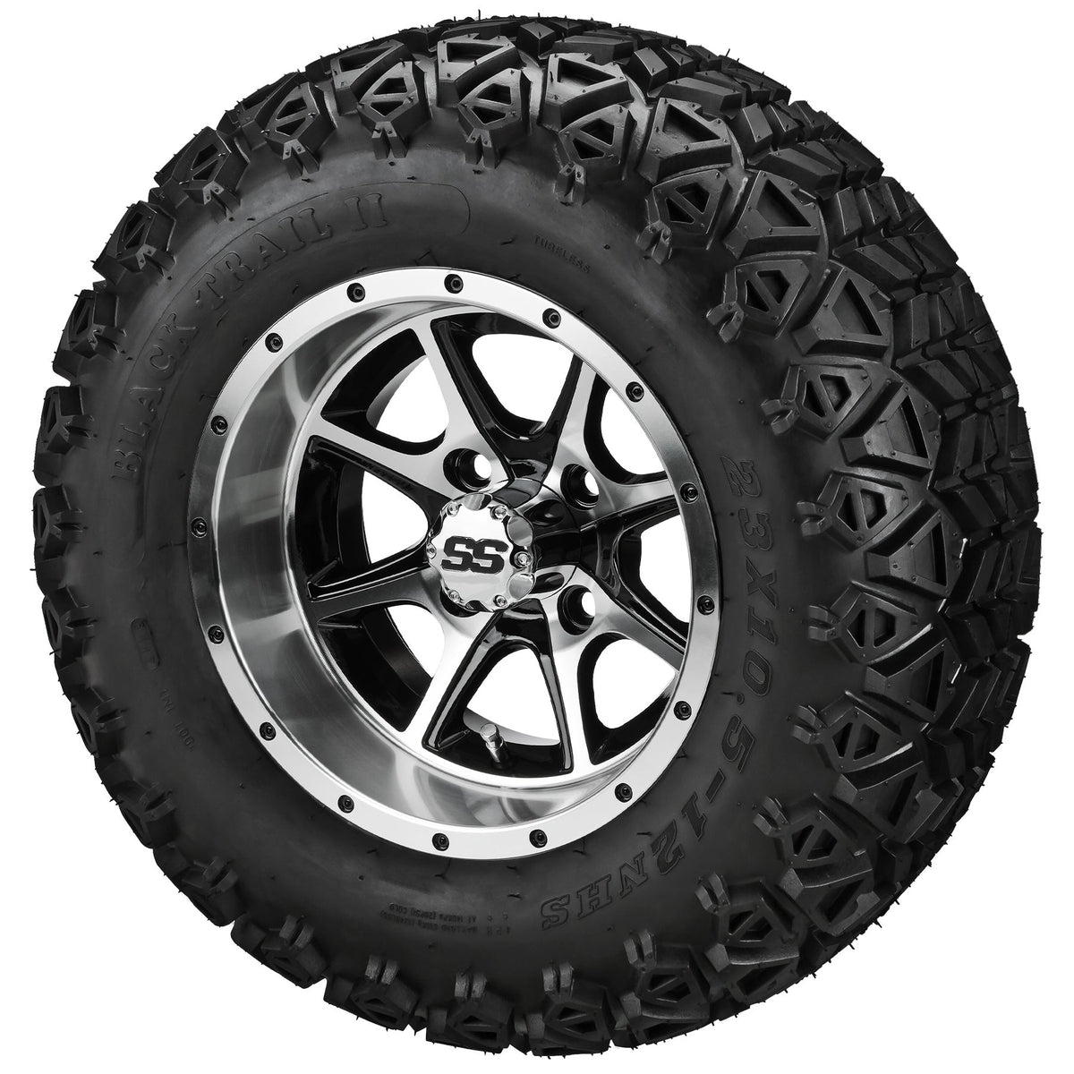 LSI 12' Azusa Black & Machined Wheel and Lifted Tire Combo – GolfCartPartz