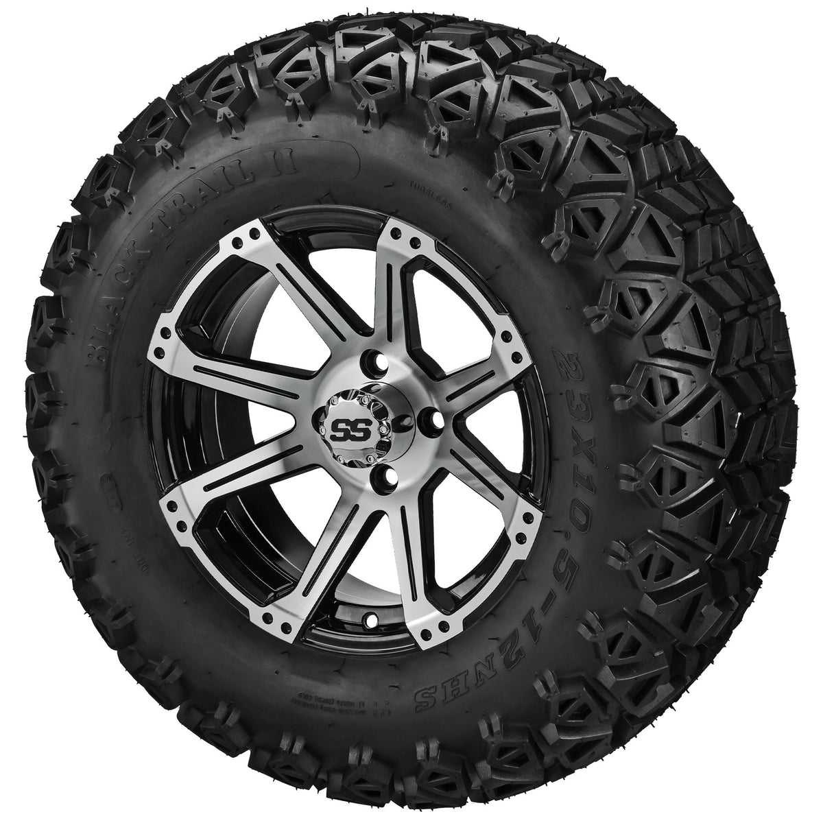 LSI 12' Rampage Black & Machined Wheel and Lifted Tire Combo ...