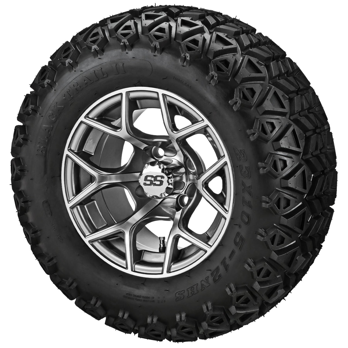 LSI 12' Ninja Gun Metal Gray & Machined Wheel and Lifted Tire Combo ...