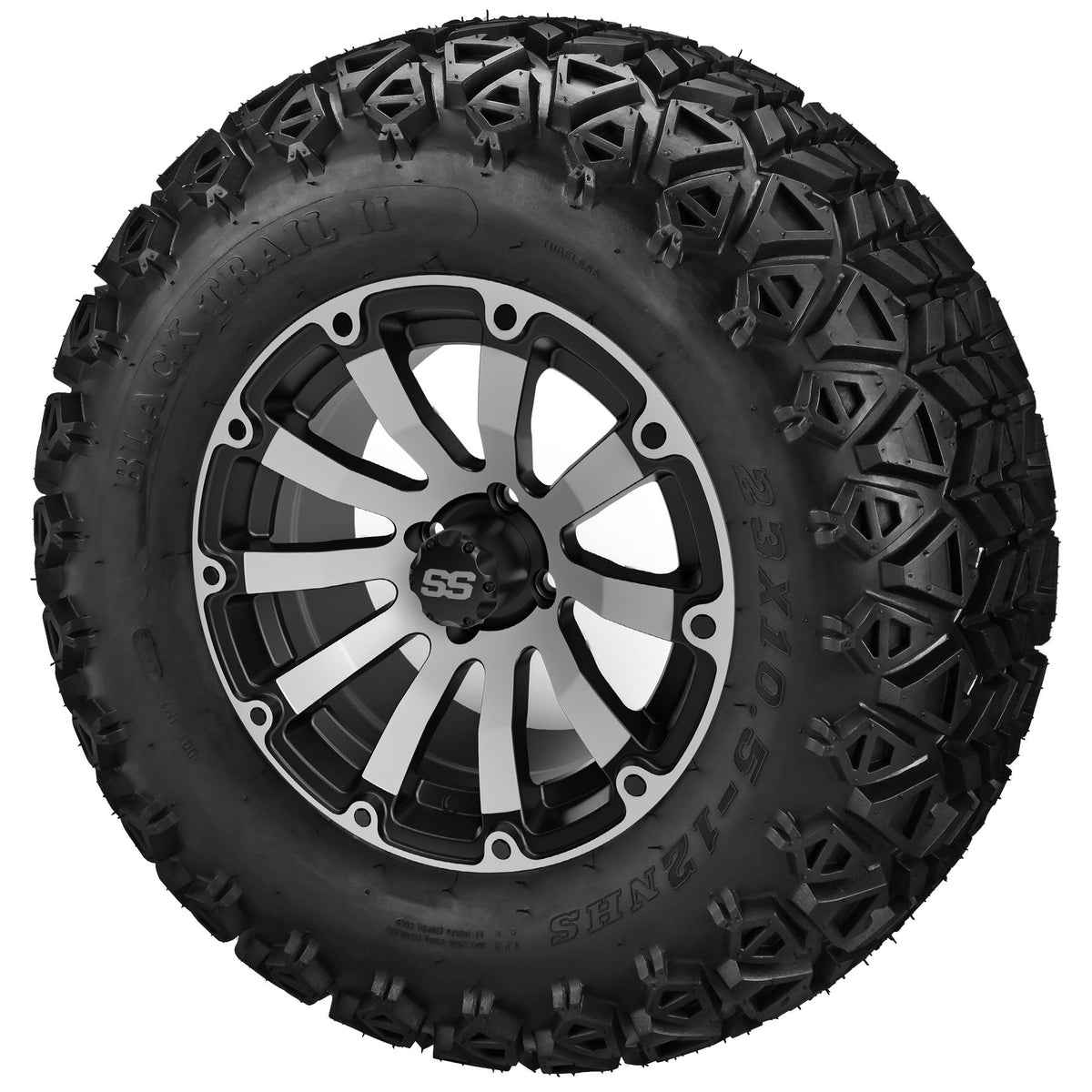 LSI 12' Beast Black & Machined Wheel and Lifted Tire Combo – GolfCartPartz