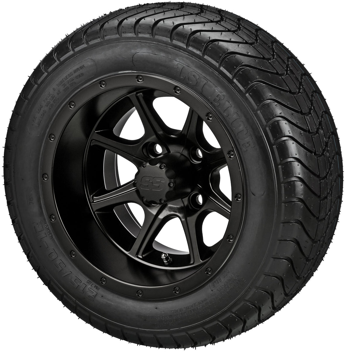 LSI 12' Azusa Matte Black Wheel and Low Profile Tire Combo – GolfCartPartz