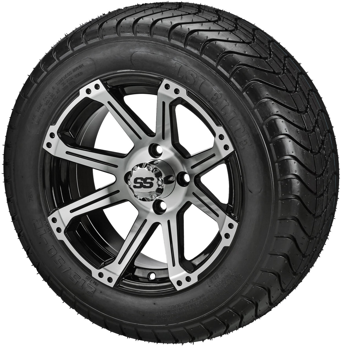 LSI 12' Rampage Black & Machined Wheel and Low Profile Tire Combo ...