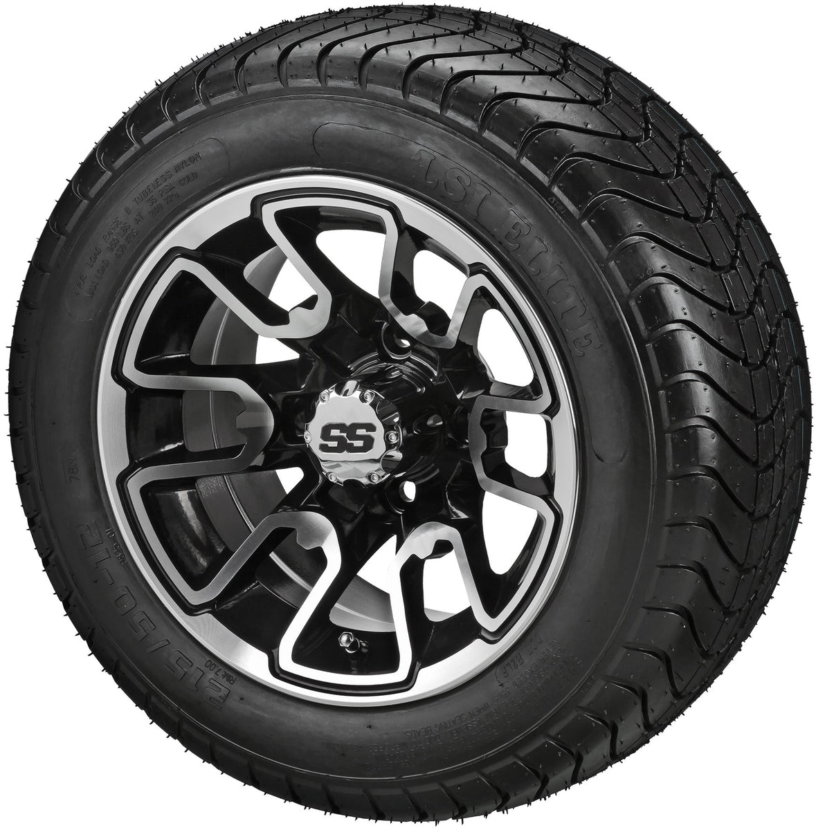 LSI 12' Tombstone Black & Machined Wheel and Low Profile Tire Combo ...
