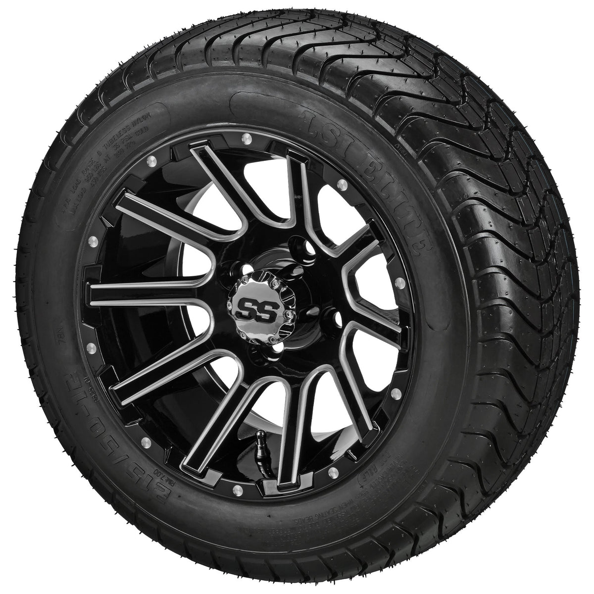 LSI 12' Venom Black & Machined Wheel and Low Profile Tire Combo ...
