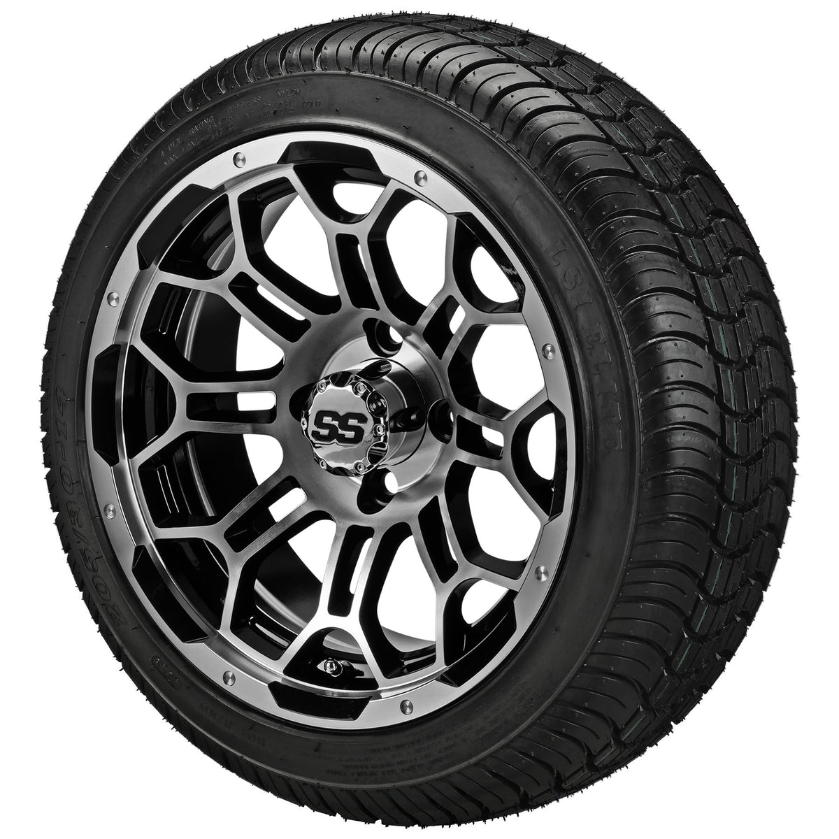 LSI 14' Hercules Black & Machined Wheel and Low Profile Tire Combo ...