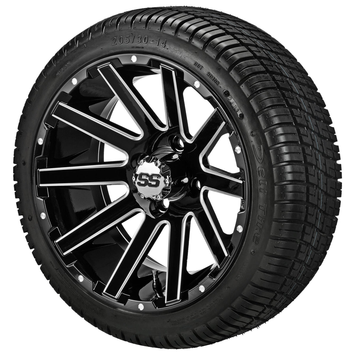 LSI 14' Venom Black & Machined Wheel and Low Profile Tire Combo ...